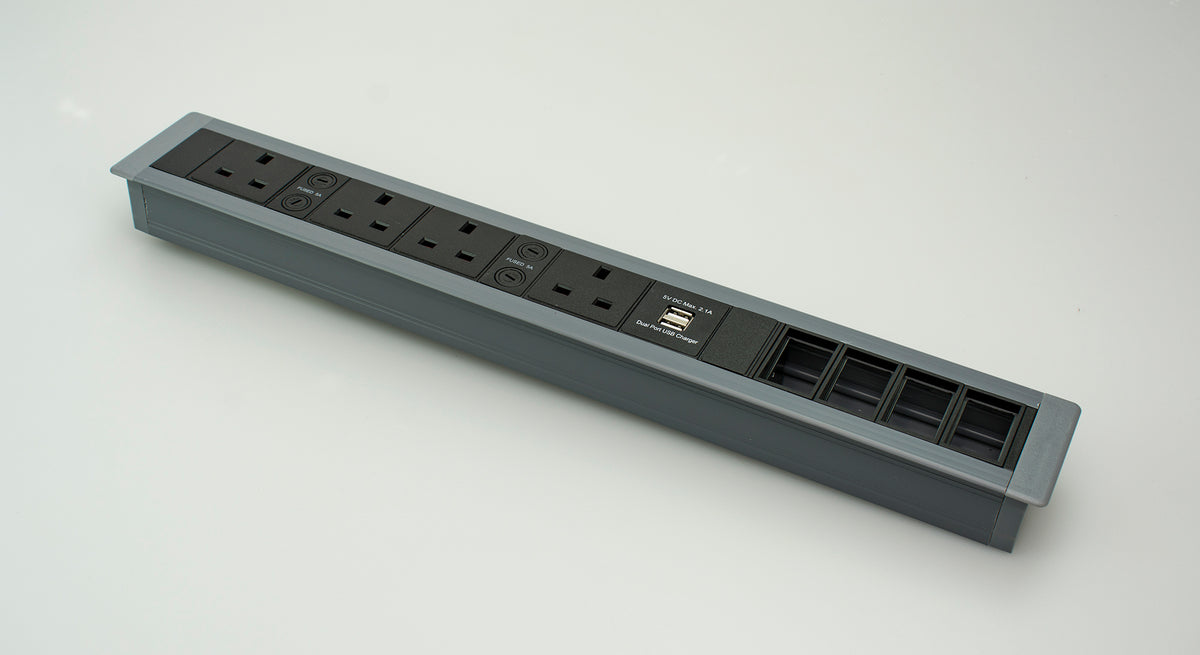 FM4/46CU - 4 POWER 2 USB 4 Module Spaces Flush Mounted Power Unit ...