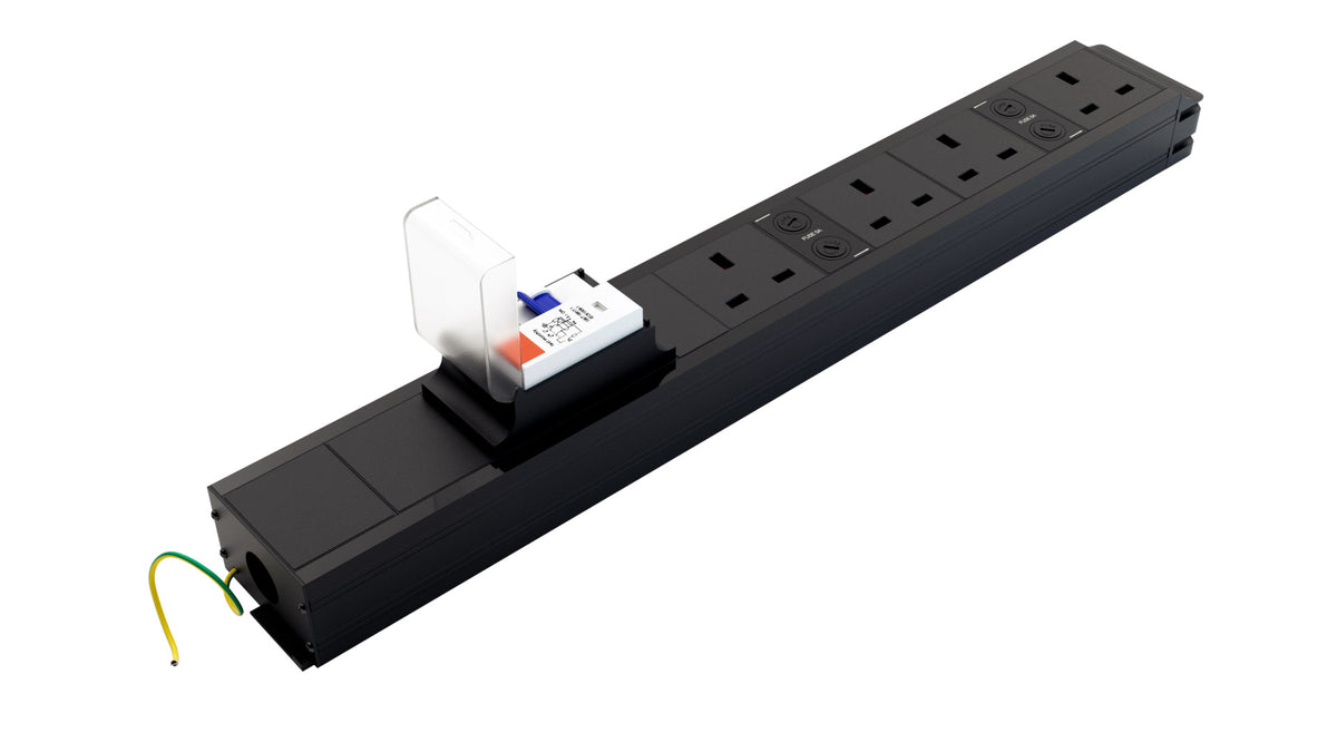 P-PACK4/PF/RCBO - 4 Power RCBO Protected Under Desk Unit — Deskpower.co.uk